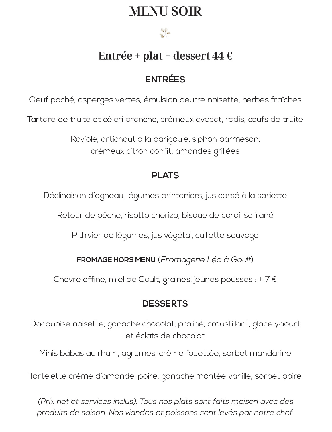 Menu – La terrasse