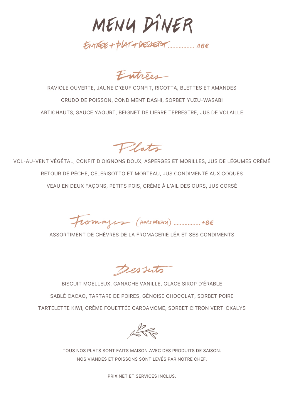 Menu – La terrasse